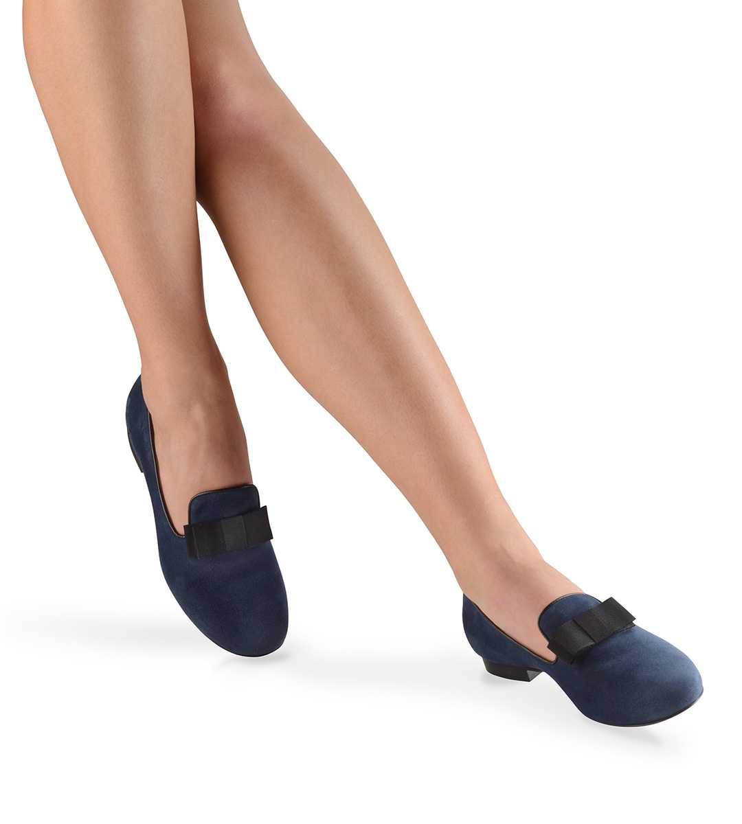 Loafer ballet flats in high quality blue goat suede